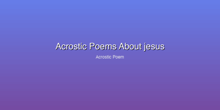Acrostic Poems About Jesus - Acrostic Poem
